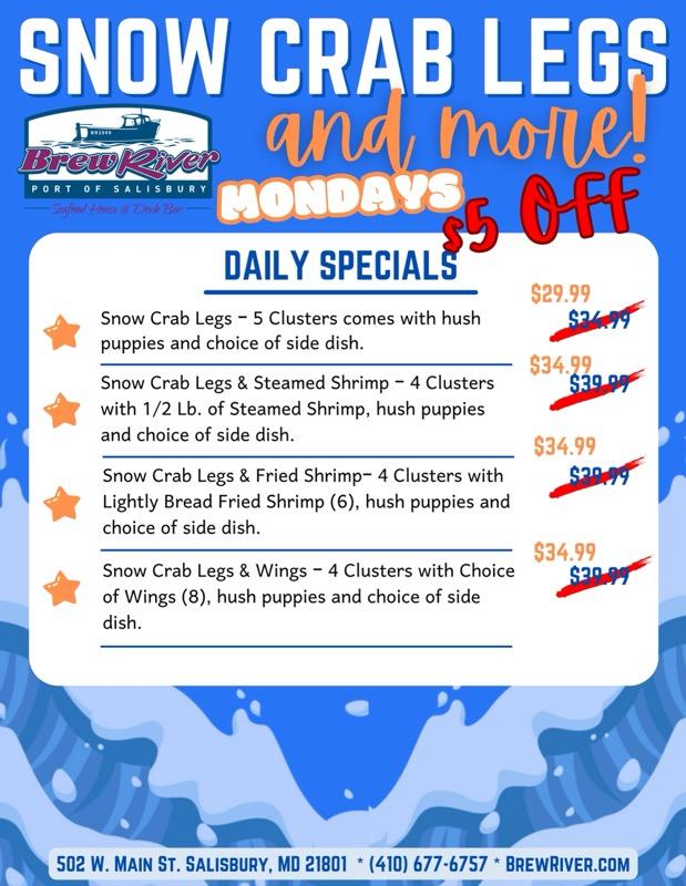 Specials - Waterfront Dining Restaurant Salisbury MD Brew River